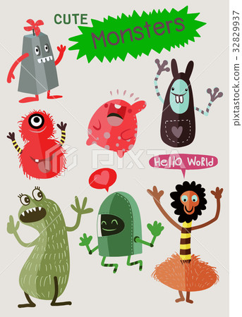 Vector cute monsters set collection -插圖素材 [32829937] - PIXTA圖庫