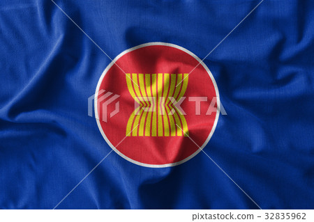 ASEAN flag painting on wave cotton fabrics . - Stock Illustration ...