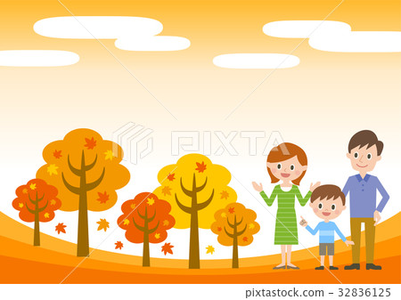 Family autumn leaves - Stock Illustration [32836125] - PIXTA