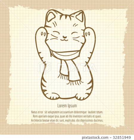 Japanese lucky cat vintage pattern - Stock Illustration [32851949] - PIXTA