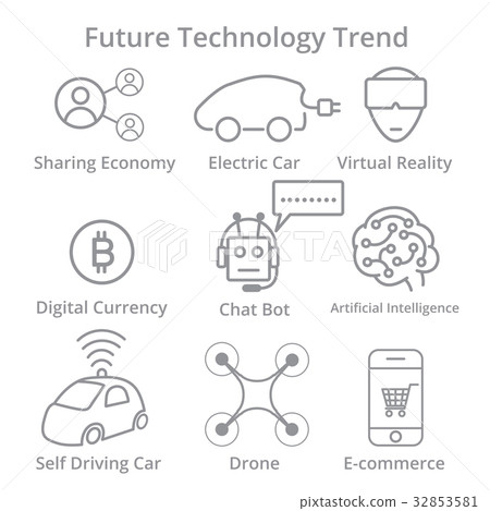 set of future technology trend icons-插圖素材 [32853581] - PIXTA圖庫
