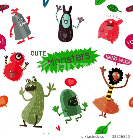 Vector cute monsters set collection isolated - Stock Illustration ...