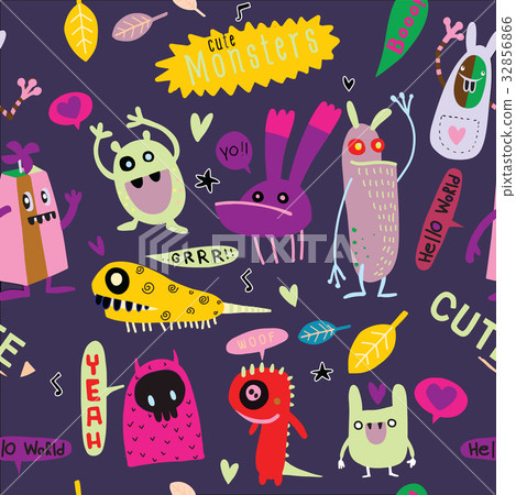 Vector cute monsters set collection isolated - Stock Illustration ...
