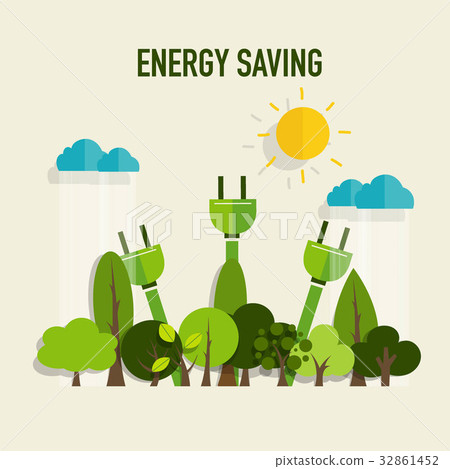 Energy saving concept with Trees.. Vector... - Stock Illustration ...