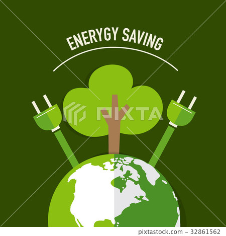Energy saving concept with Green Eco Earth and... - Stock Illustration ...