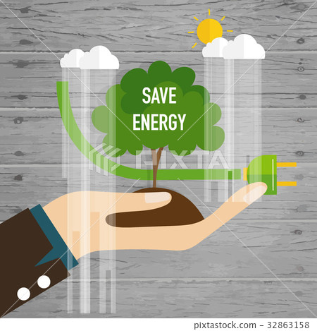 Energy saving concept with Trees.. Vector... - Stock Illustration ...