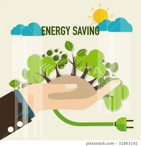 Energy saving concept with Trees.. Vector... - Stock Illustration ...