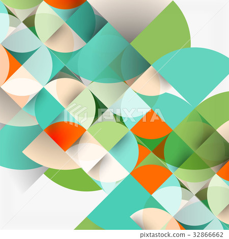 Cut paper circles, mosaic mix geometric pattern - Stock Illustration ...