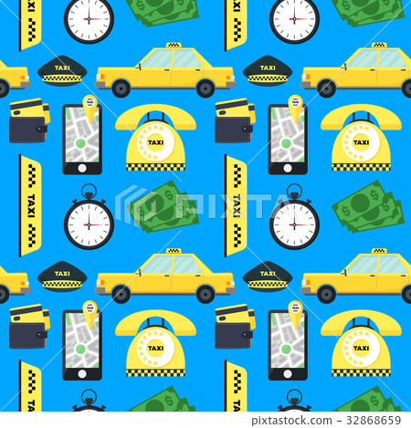 Taxi Transportation Service Background Pattern - Stock Illustration ...