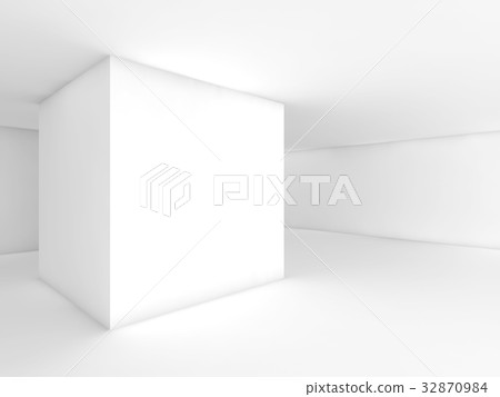 Abstract white empty room, cube column - Stock Illustration [32870984 ...