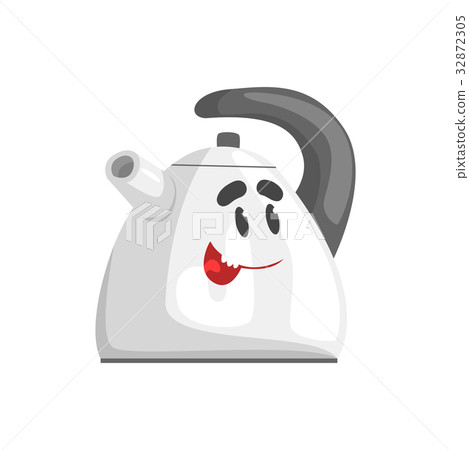 Funny kettle character with smiling face - Stock Illustration [32872305 ...