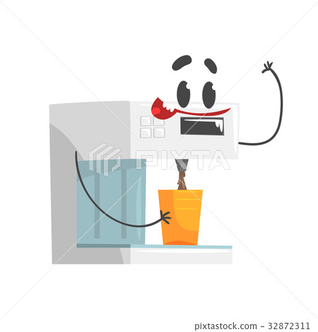 Funny coffee machine character with smiling face-插圖素材 [32872311] - PIXTA圖庫