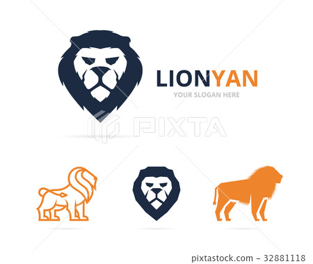 Unique animal and lion logotype design template. - Stock Illustration ...