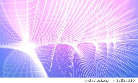 wave 3d particles moving on pink background-插圖素材 [32885310] - PIXTA圖庫
