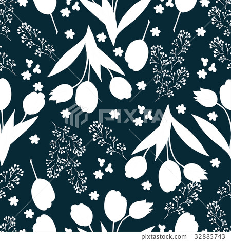 Vector Floral Seamless Pattern. - Stock Illustration [32885743] - PIXTA