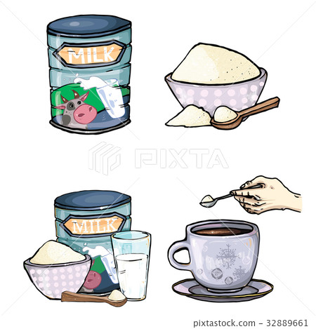 Vector set of cartoon illustration of milk powder - Stock Illustration ...