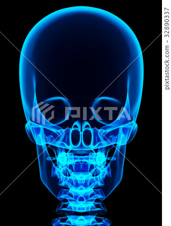 3D illustration of shiny blue skeleton system. - Stock Illustration ...