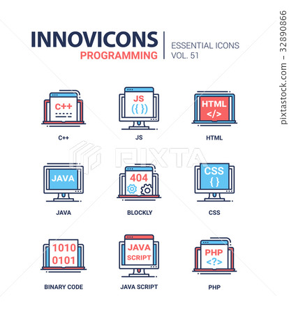 Programming - modern vector line icons set. - Stock Illustration ...