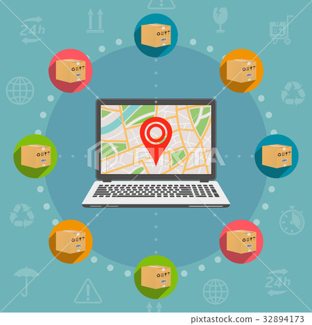 Shipping parcel tracking order flat design concept - Stock Illustration ...