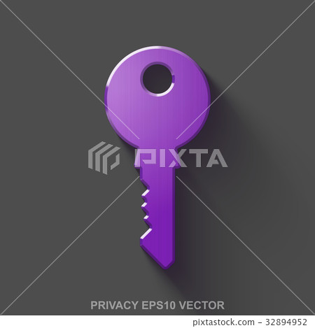 Flat metallic safety 3D icon. Purple Glossy Metal - Stock Illustration ...