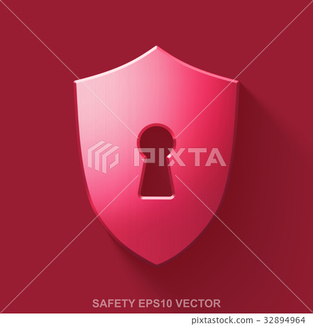 Flat metallic privacy 3D icon. Red Glossy Metal-插圖素材 [32894964] - PIXTA圖庫