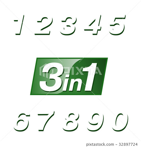 sign three-in-one on a green background - Stock Illustration [32897724 ...