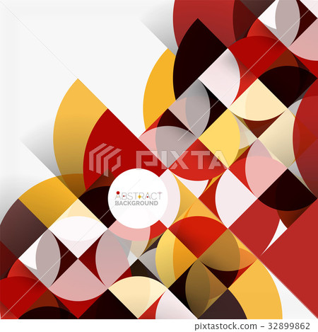 Cut paper circles, mosaic mix geometric pattern - Stock Illustration ...