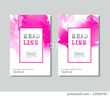 Color abstract design. Ink paint on brochure,-插圖素材 [32908763] - PIXTA圖庫