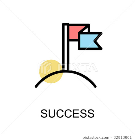 Success icon with flag on white background - Stock Illustration ...