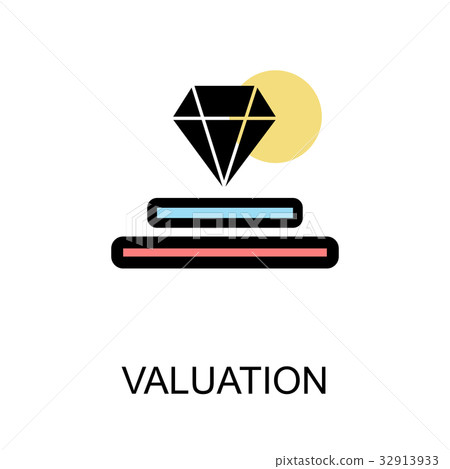 Valuation icon with diamond on white background - Stock Illustration ...