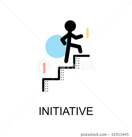 Initiative logo and man with stairs on white - Stock Illustration ...