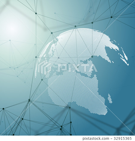 Dotted world map with chemistry pattern - Stock Illustration [32915365 ...