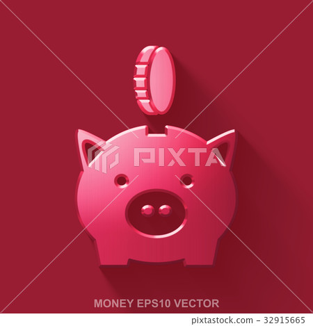 Flat metallic banking 3D icon. Red Glossy Metal - Stock Illustration ...