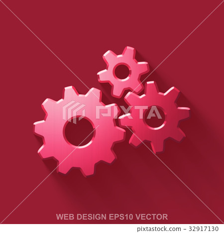 Flat metallic web development 3D icon. Red Glossy - Stock Illustration ...