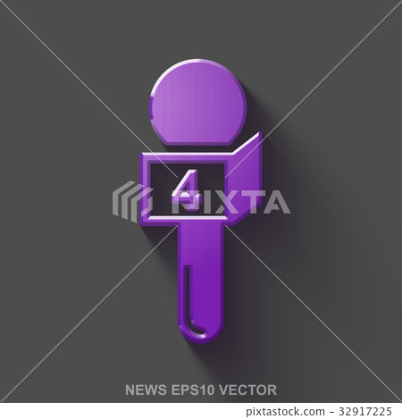 Flat metallic news 3D icon. Purple Glossy Metal - Stock Illustration ...
