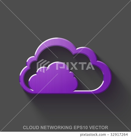 Flat metallic cloud computing 3D icon. Purple - Stock Illustration ...
