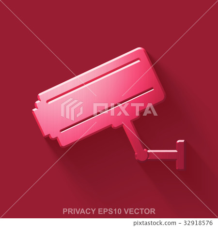 Flat metallic protection 3D icon. Red Glossy Metal - Stock Illustration ...