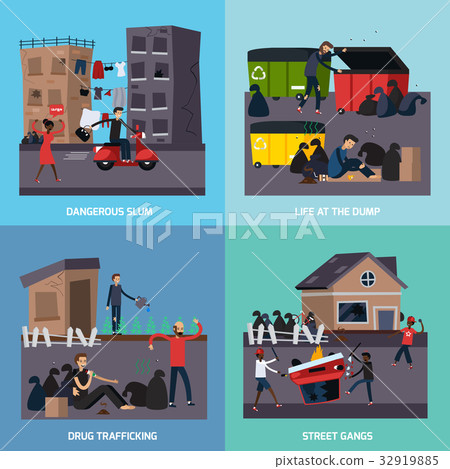 Ghetto Slum Icon Set - Stock Illustration [32919885] - PIXTA
