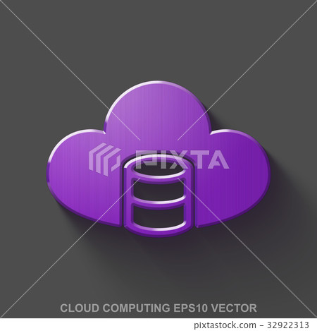 Flat metallic cloud technology 3D icon. Purple - Stock Illustration ...