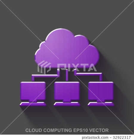 Flat metallic cloud computing 3D icon. Purple - Stock Illustration ...