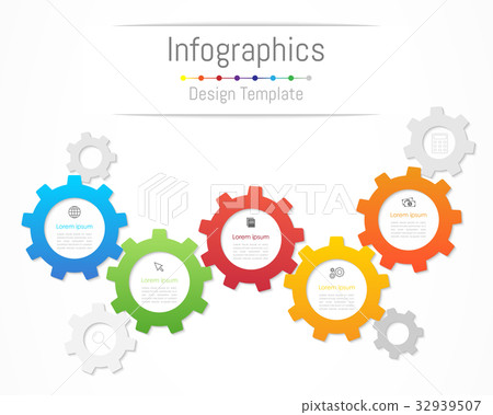 Infographic gear design elements with 5 options - Stock Illustration ...