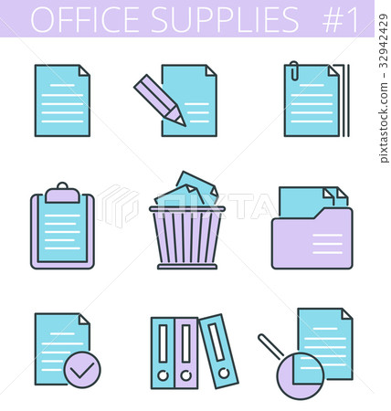 Office, business documents vector outline icon set - Stock Illustration ...