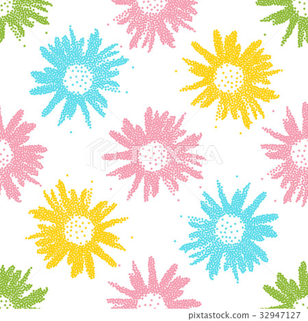 Vector floral seamless pattern. Dotted flowers - Stock Illustration ...
