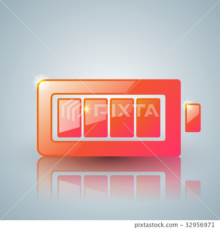 Red battery icon with white reflection. - Stock Illustration [32956971 ...
