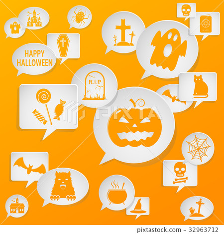Speech bubbles with Halloween symbols - Stock Illustration [32963712 ...