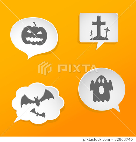 Speech bubbles with Halloween symbols - Stock Illustration [32963740 ...