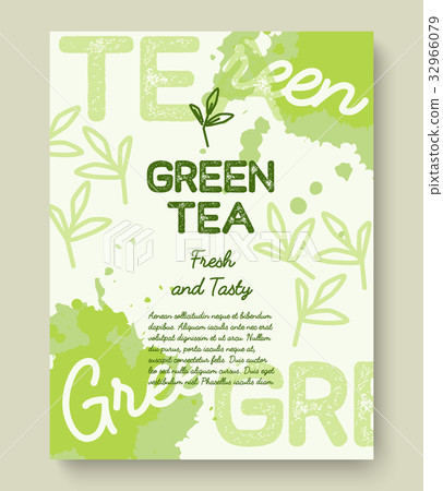 Green tea poster or banner typography design - Stock Illustration ...