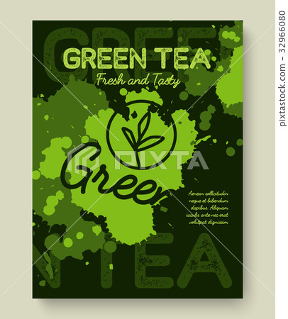 Green tea poster or banner typography design - Stock Illustration ...