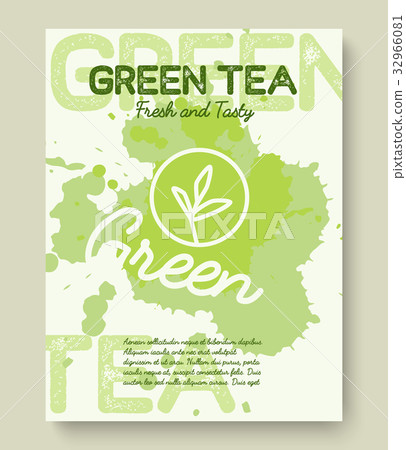 Green tea poster or banner typography design - Stock Illustration ...
