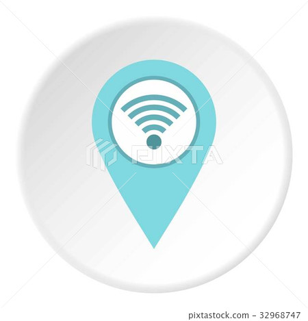 Light blue map pointer with wi fi symbol icon - Stock Illustration ...